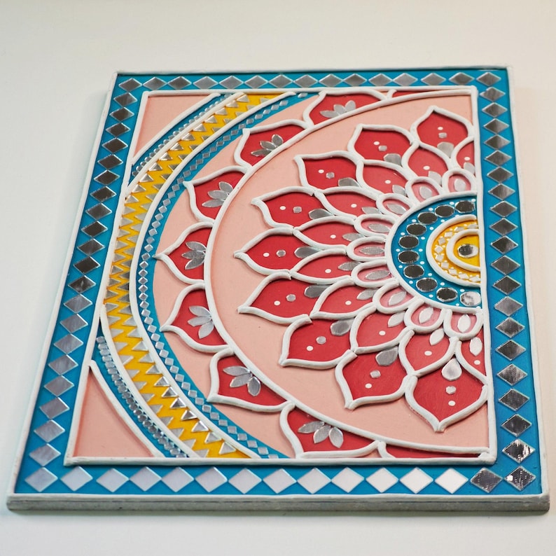 Lippan Art Wall Decor: Mud & Mirror Mandala, Bohemian Folk Art - Etsy