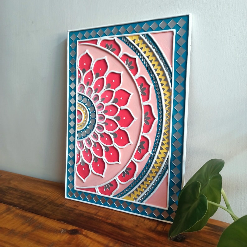 Lippan Art Mud & Mirror Wall Decor: Bohemian Indian Folk Art - Etsy