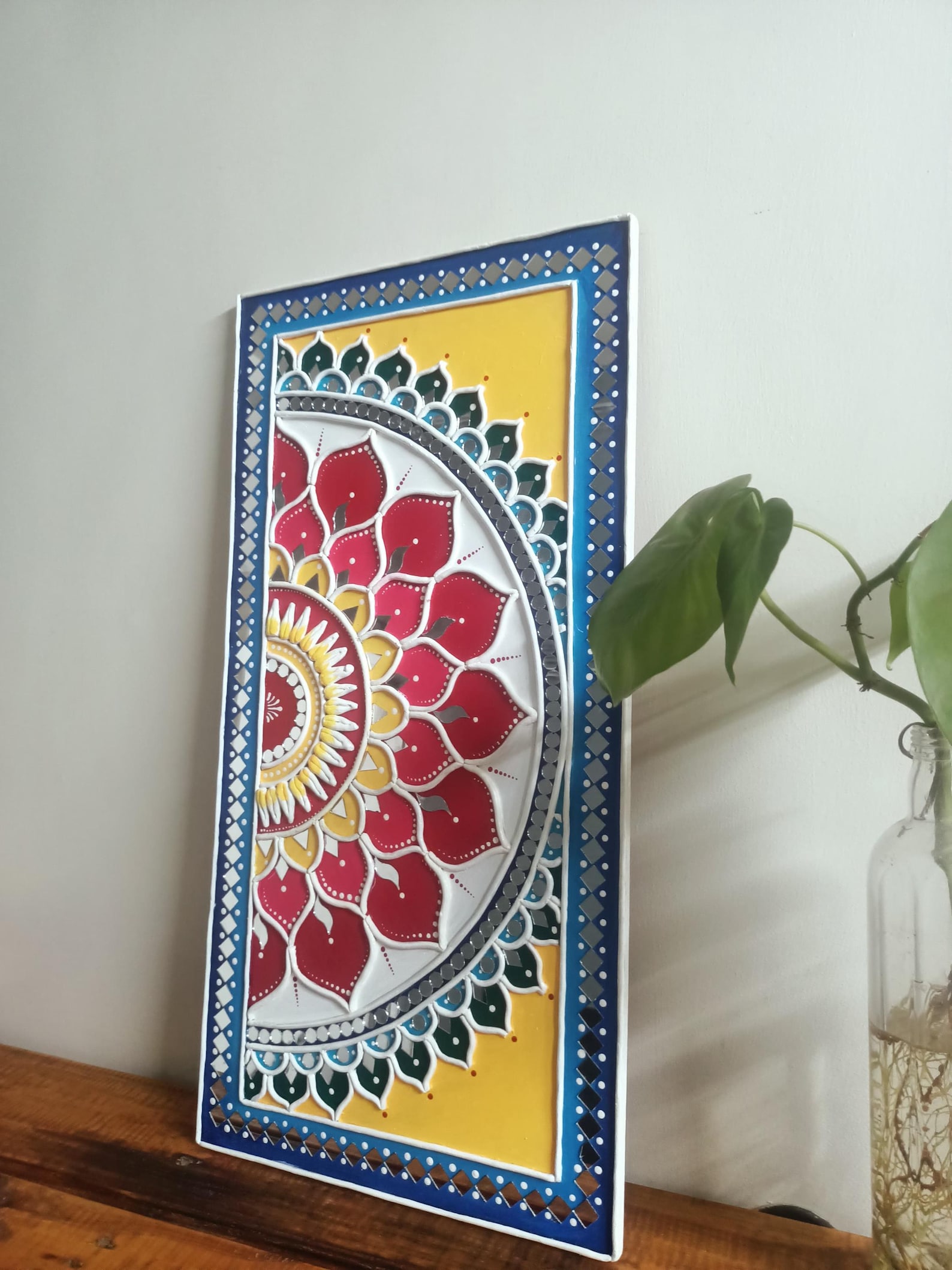 Lippan Art Mud & Mirror Wall Decor: Bohemian Earthy Mandala - Etsy