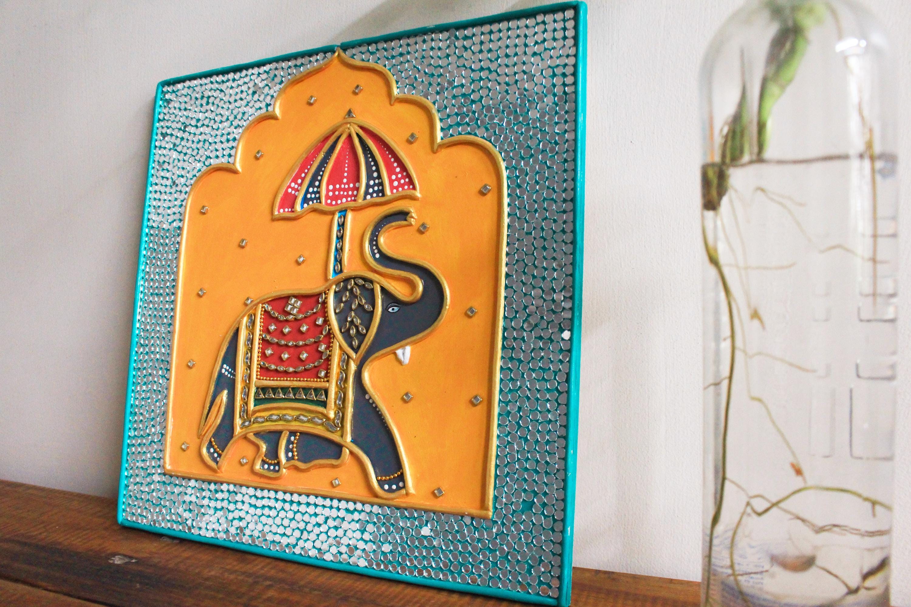Lippan Art: Maharaja Elephant Mud & Mirror Wall Hanging - Etsy