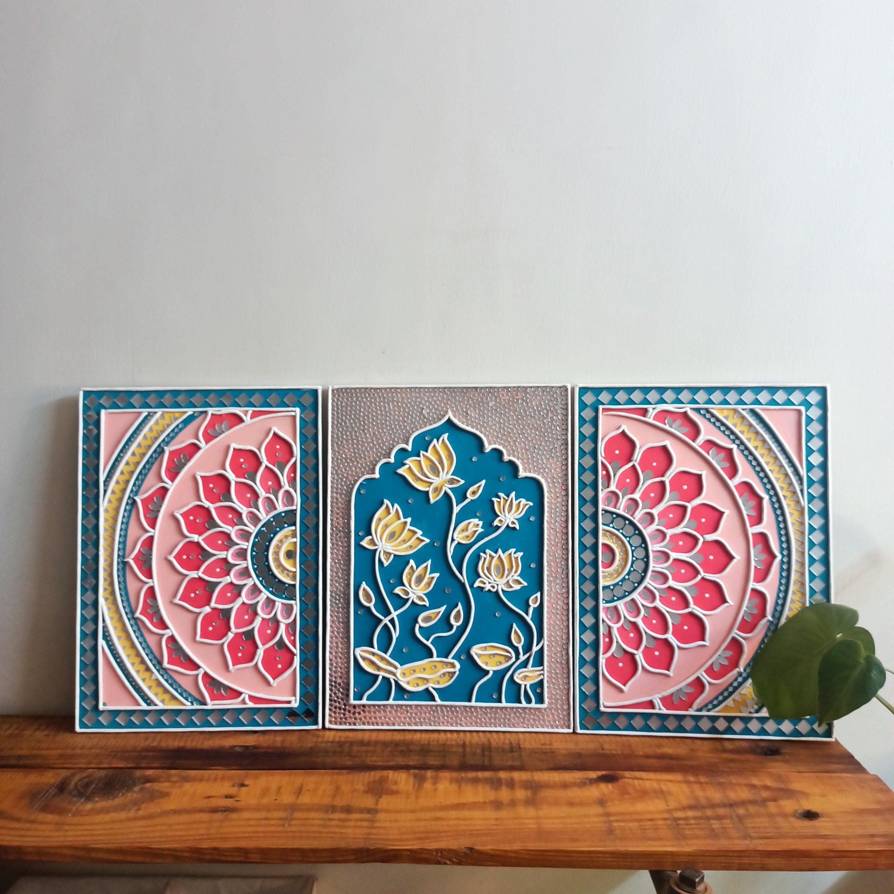 Lippan Art Set: Mud & Mirror Lotus Pond, Bohemian Wall Decor - Etsy