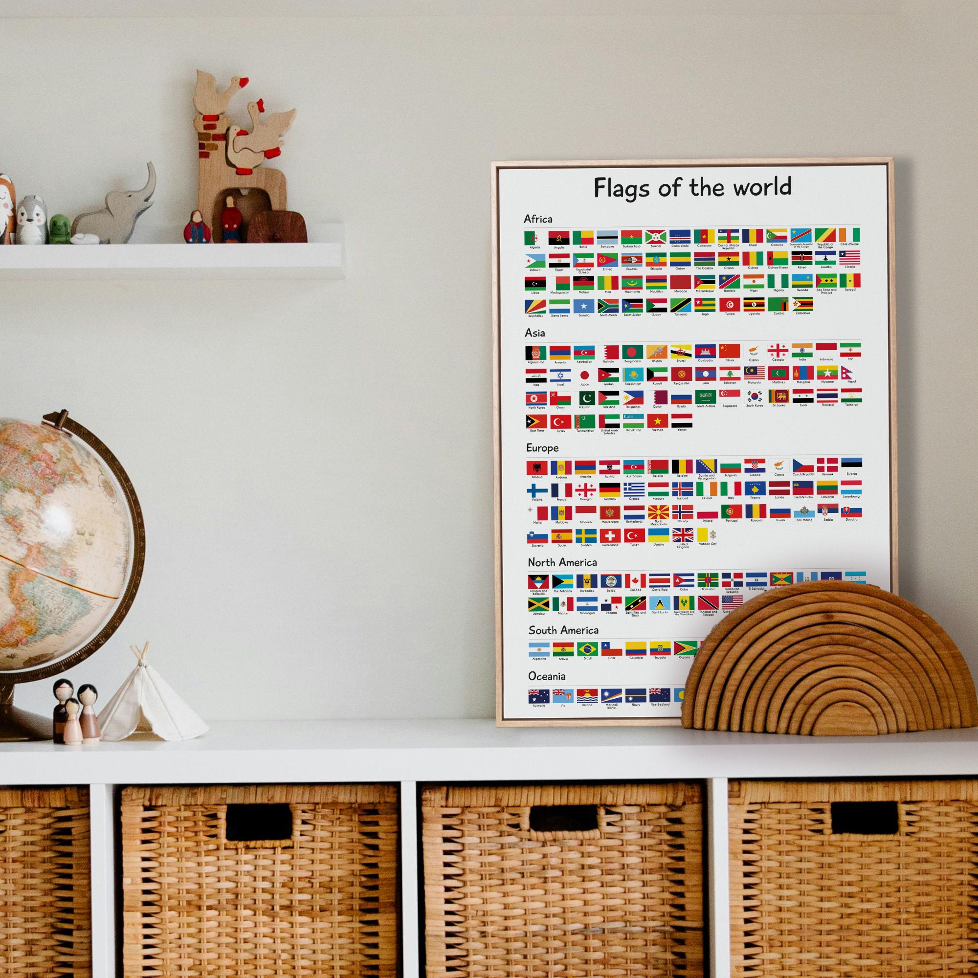 Flags of the World Wall Art, Art Print Unframed, Educational Poster ...