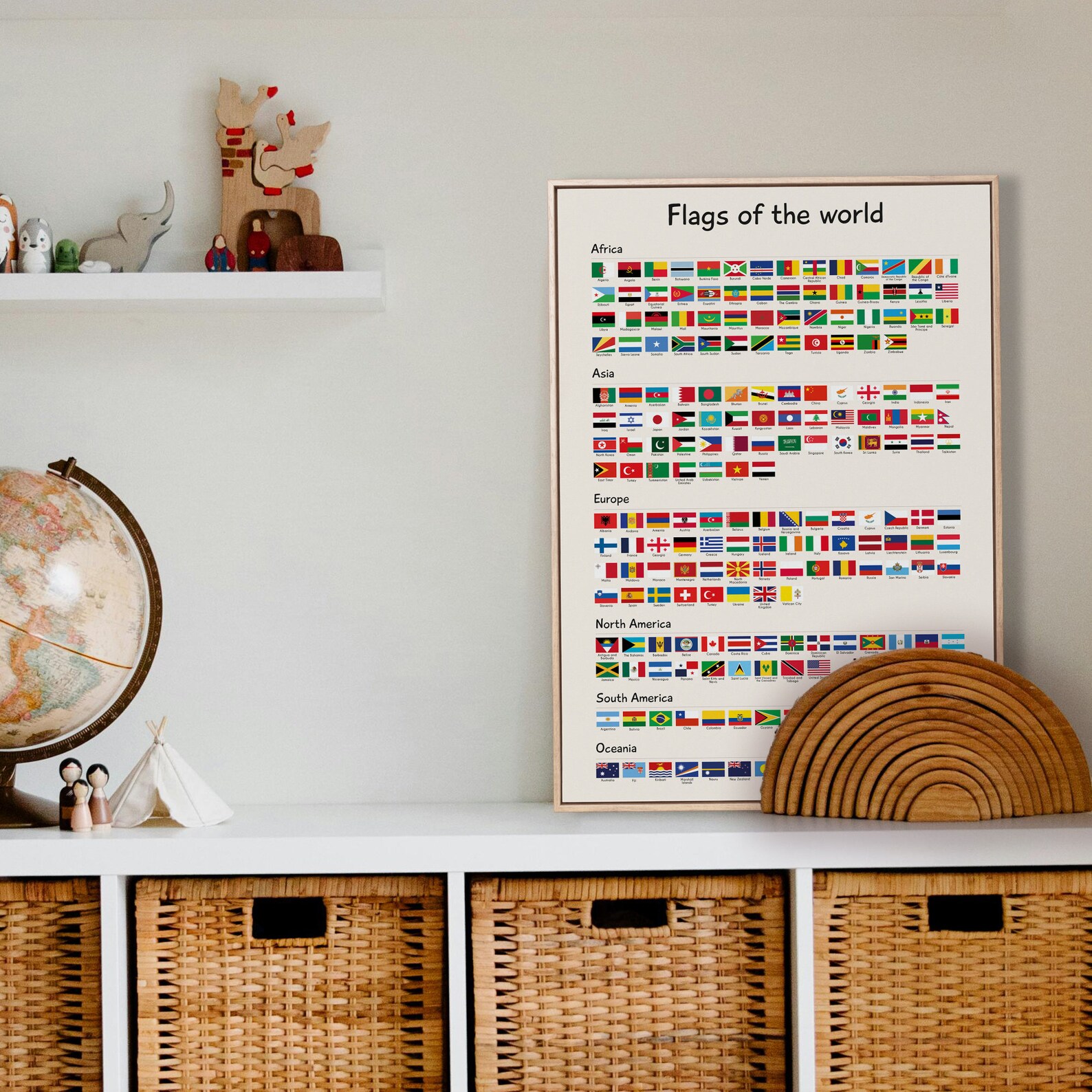 Flags of the World Wall Art, Art Print Unframed, Educational Poster ...