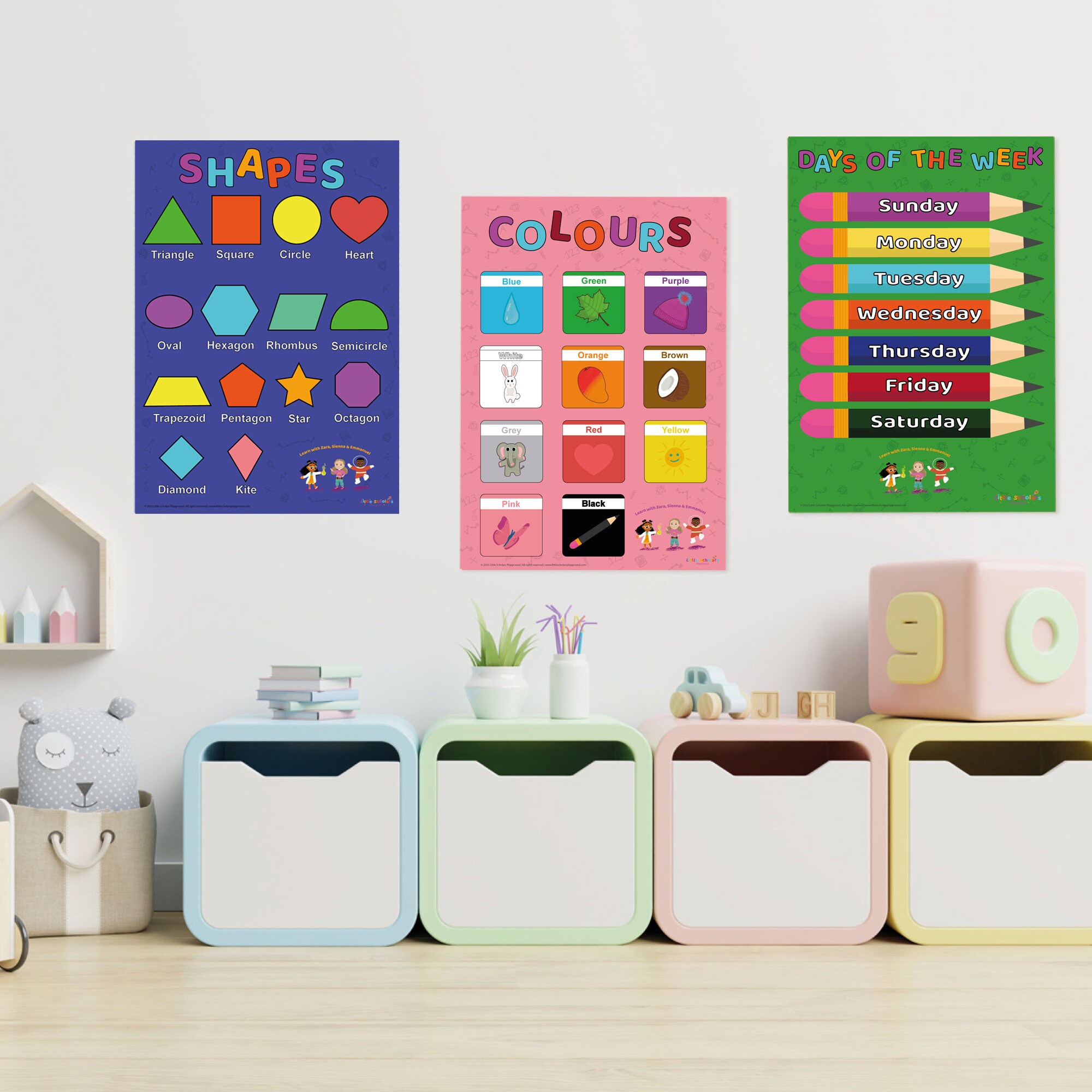 Set of 6 Educational Posters ~ Alphabet and Numbers Posters ~ Posters ...