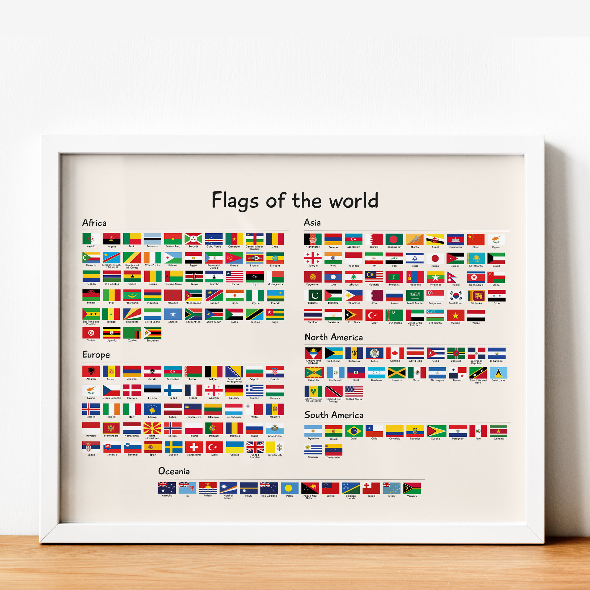 Flags of the World Wall Art, Art Print Unframed, Educational Poster ...
