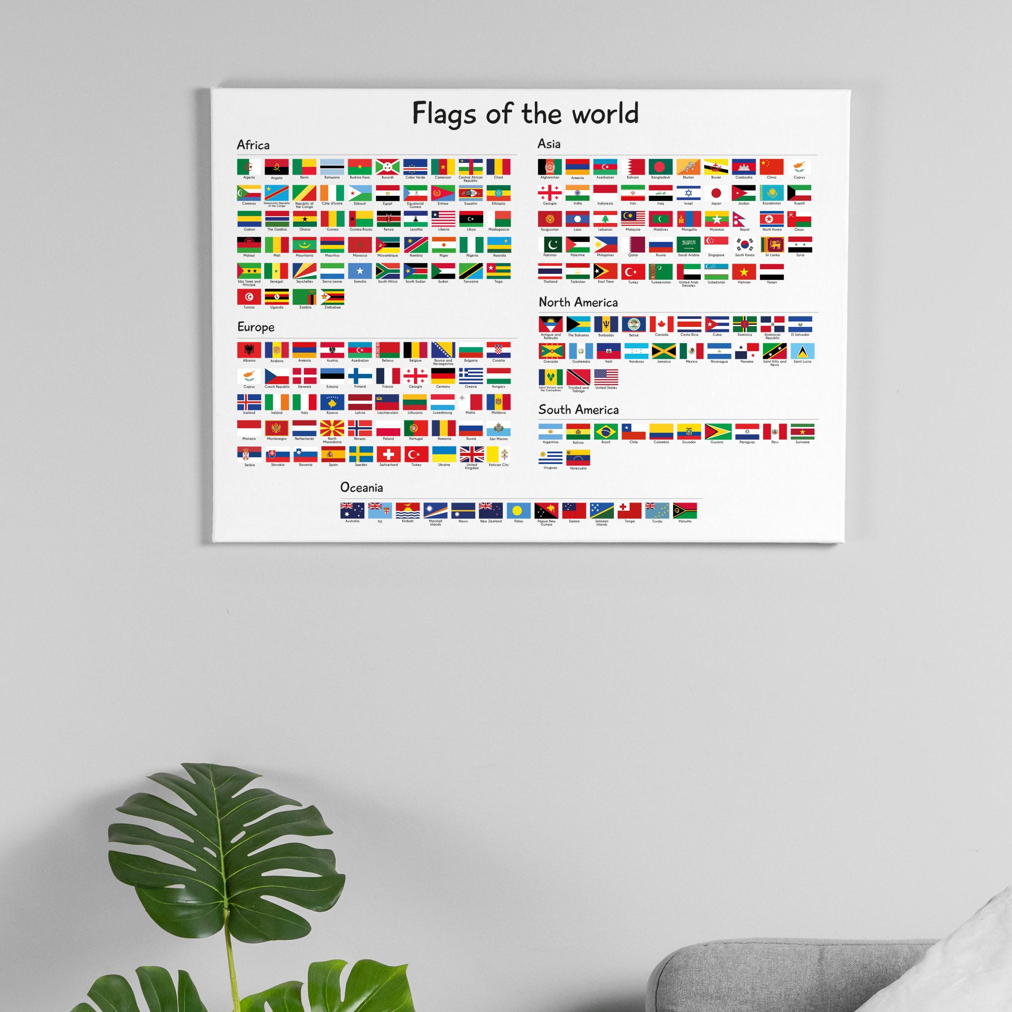 Flags of the World Wall Art, Art Print Unframed, Educational Poster ...