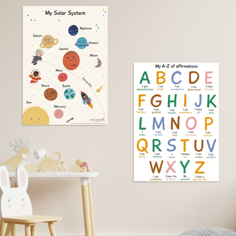Set of 6 Educational Posters Alphabet and Affirmations - Etsy