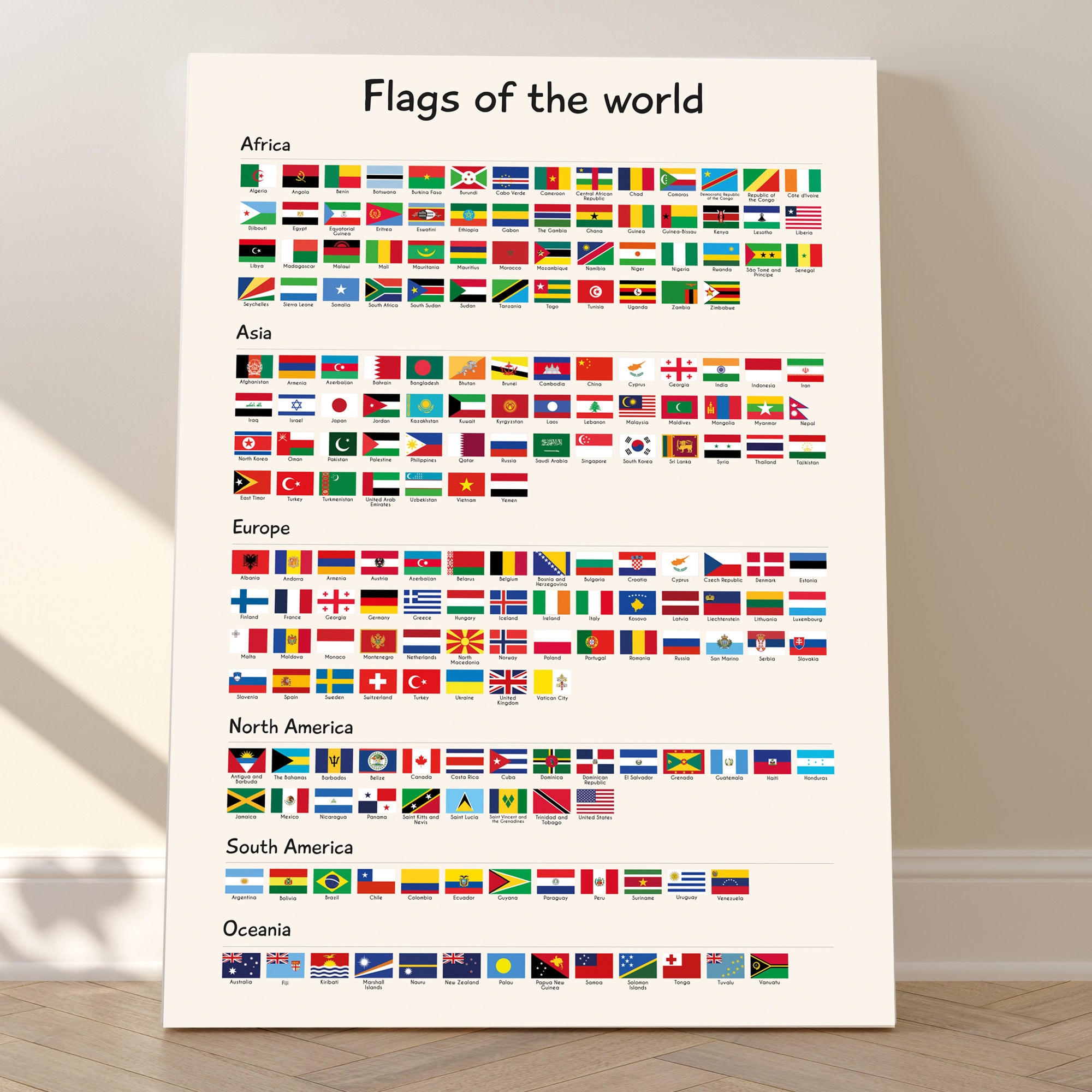 Flags of the World Wall Art, Art Print Unframed, Educational Poster ...