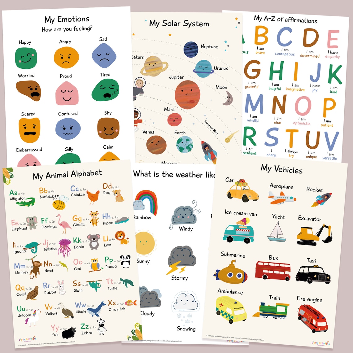 Set of 6 Educational Posters Alphabet and Affirmations - Etsy
