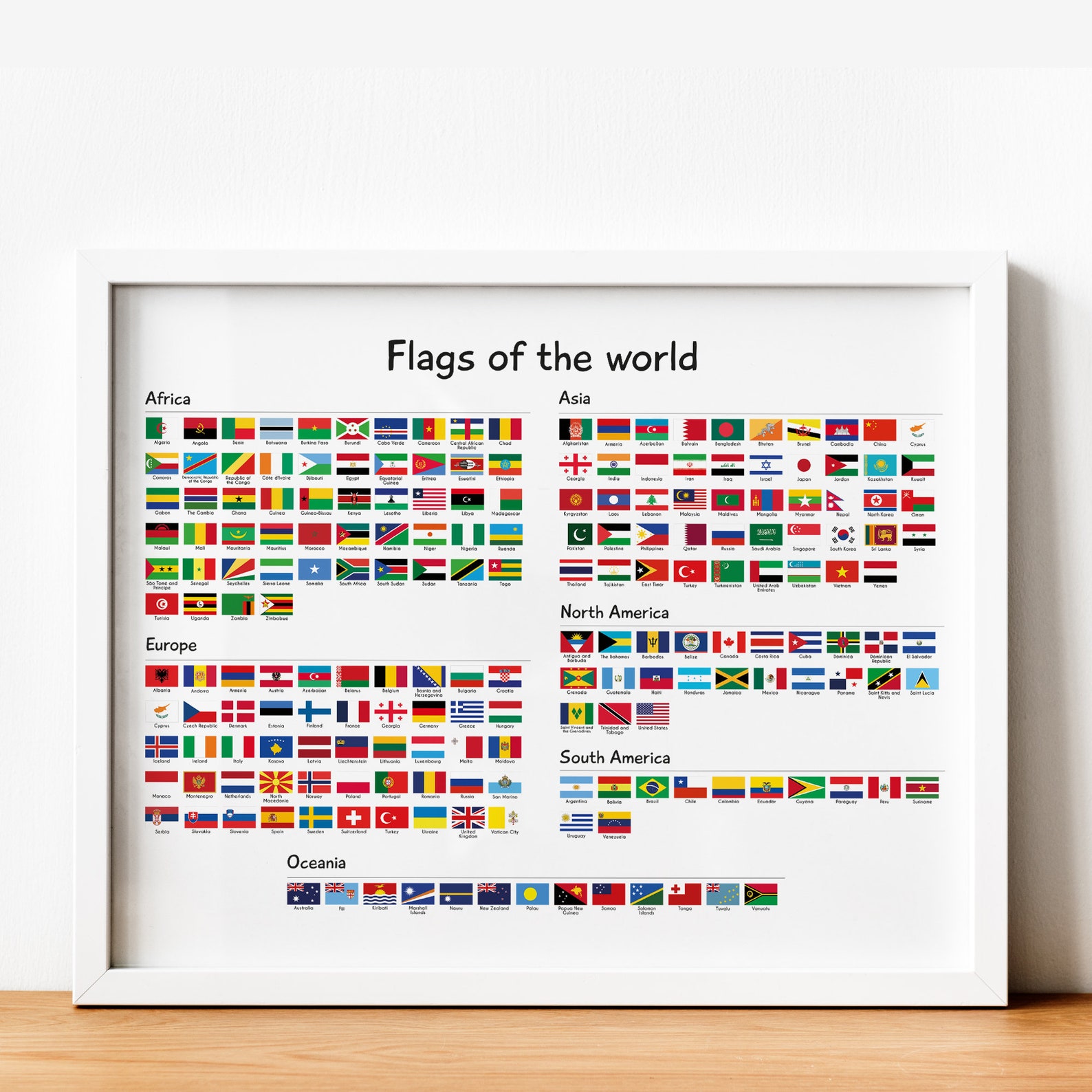 Flags of the World Wall Art, Art Print Unframed, Educational Poster ...