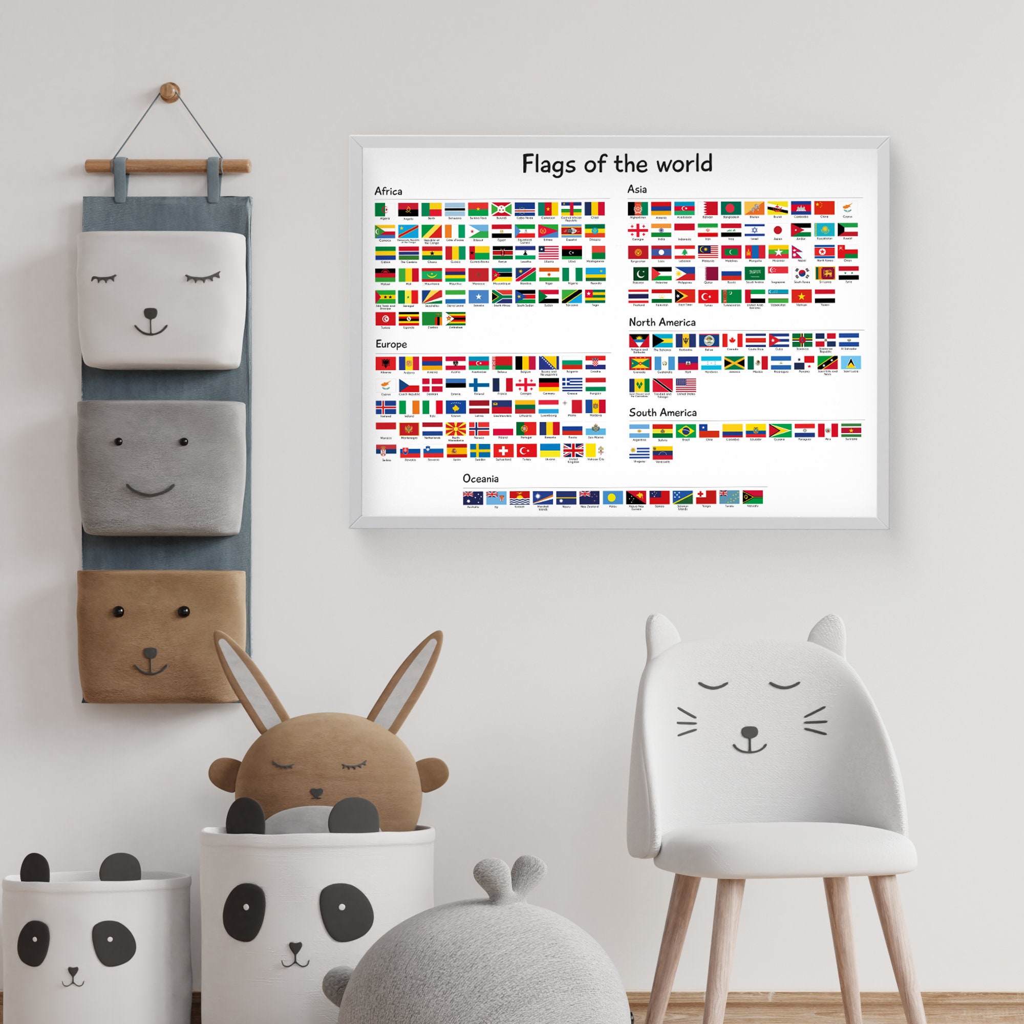 Flags of the World Wall Art, Art Print Unframed, Educational Poster ...