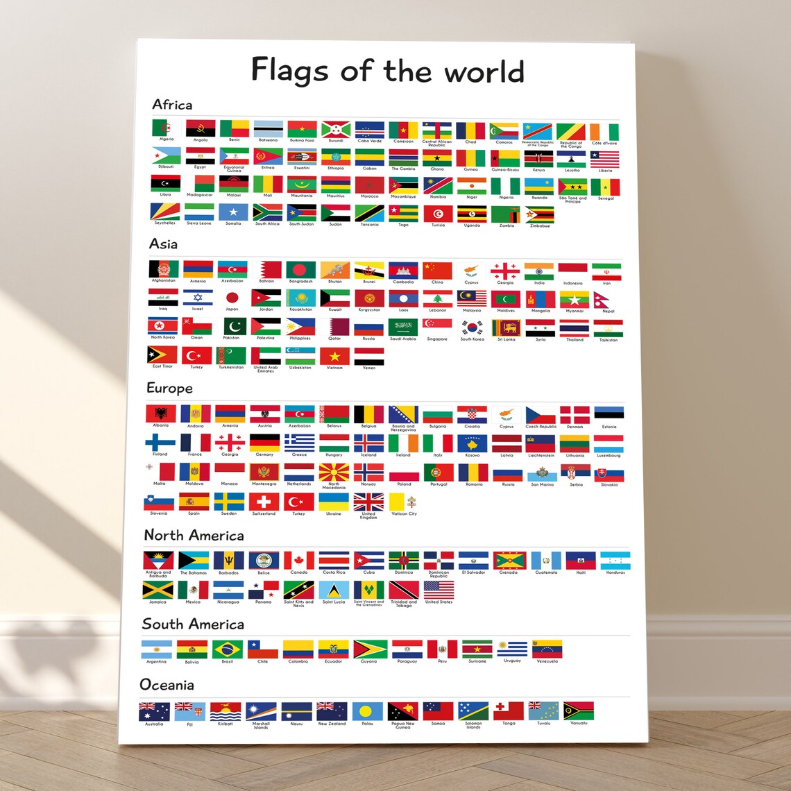 Flags of the World Wall Art, Art Print Unframed, Educational Poster ...