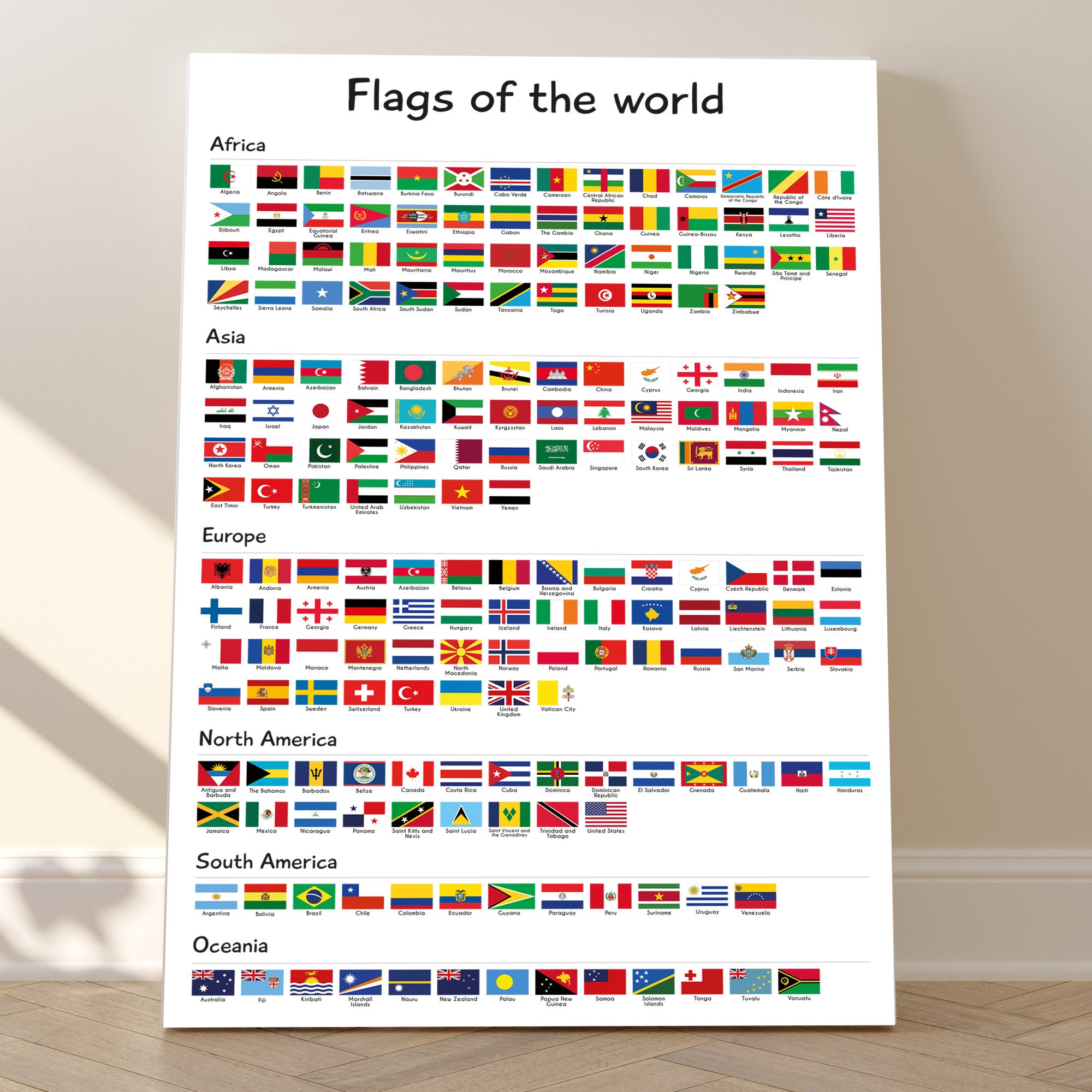 Flags of the World Wall Art, Art Print Unframed, Educational Poster ...