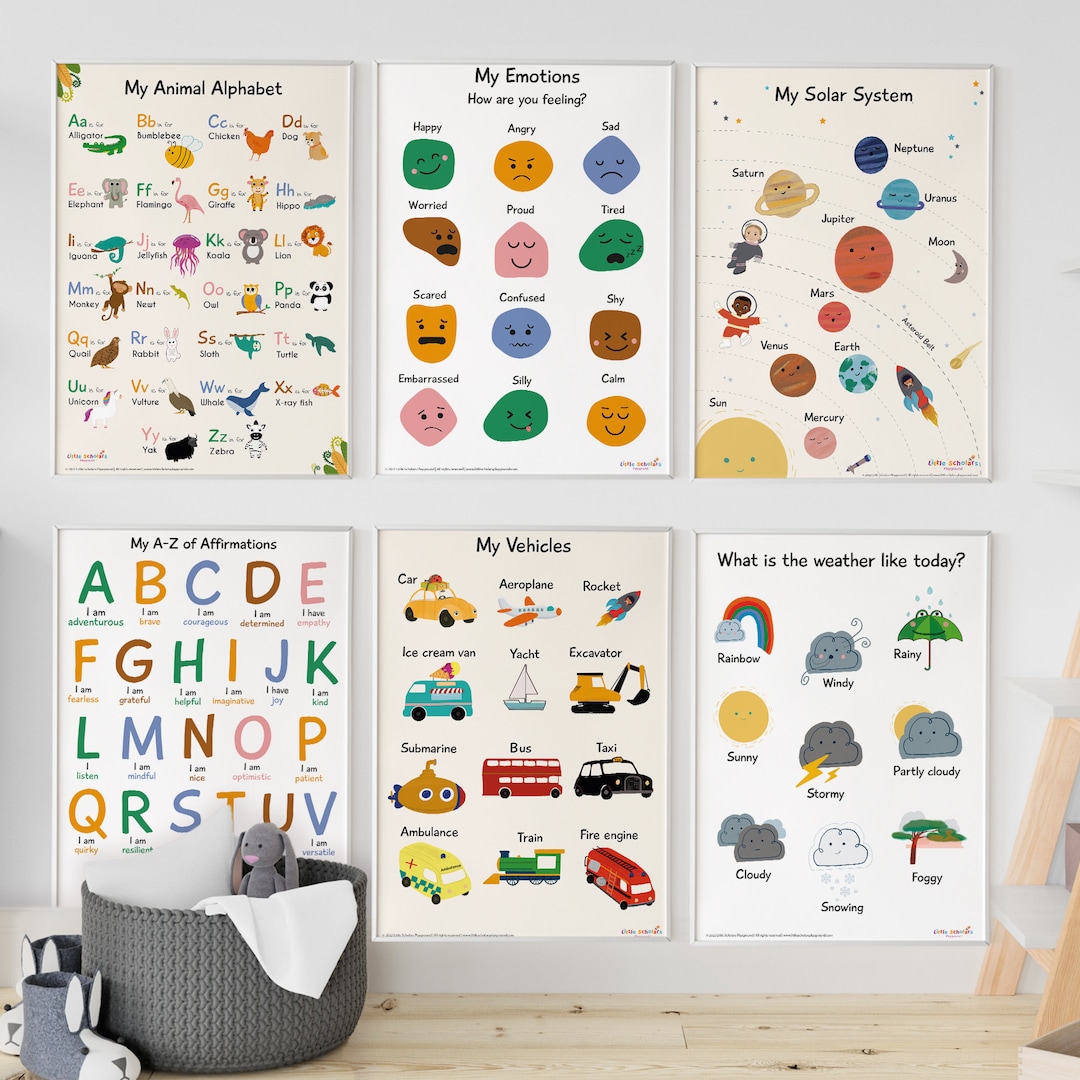 Set of 3 or 6 Educational Posters ~ Alphabet and Affirmations Poster ...