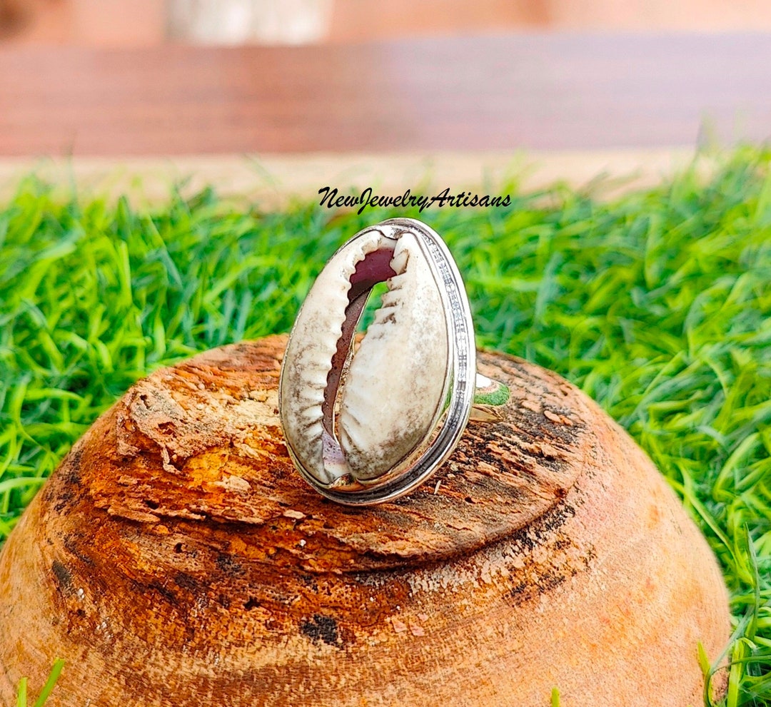 Natural Sea Shell Ring, 925 Sterling Silver, Designer With Women Ring ...
