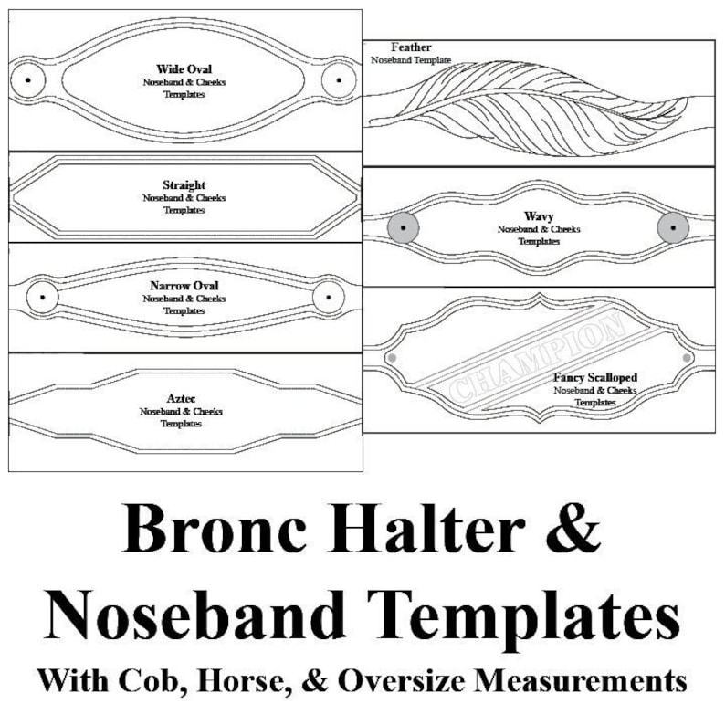 Pattern Pack: 7 Bronc Halter & Noseband Templates for Leatherwork - Etsy