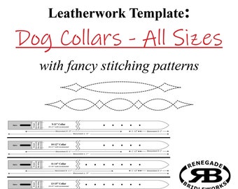 Template: Dog Collars With Fancy Stitching Patterns - All Sizes - Etsy