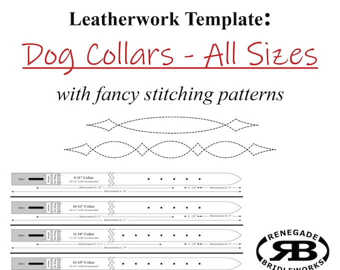 Template: Dog Collars With Fancy Stitching Patterns - All Sizes - Etsy