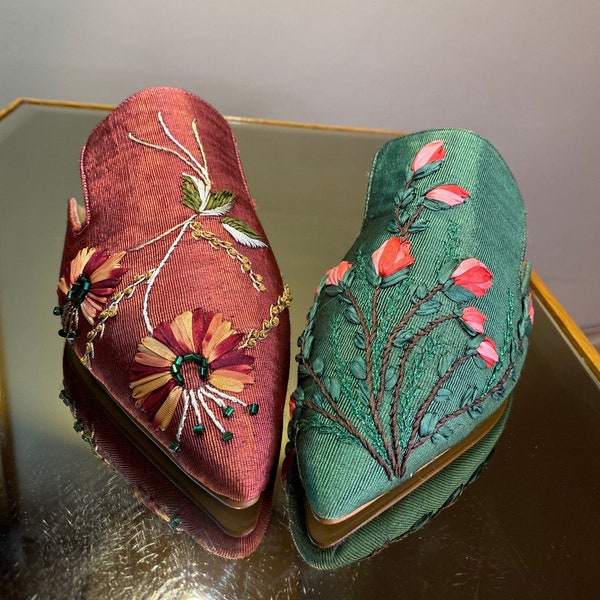 Embroidered Slippers - Etsy