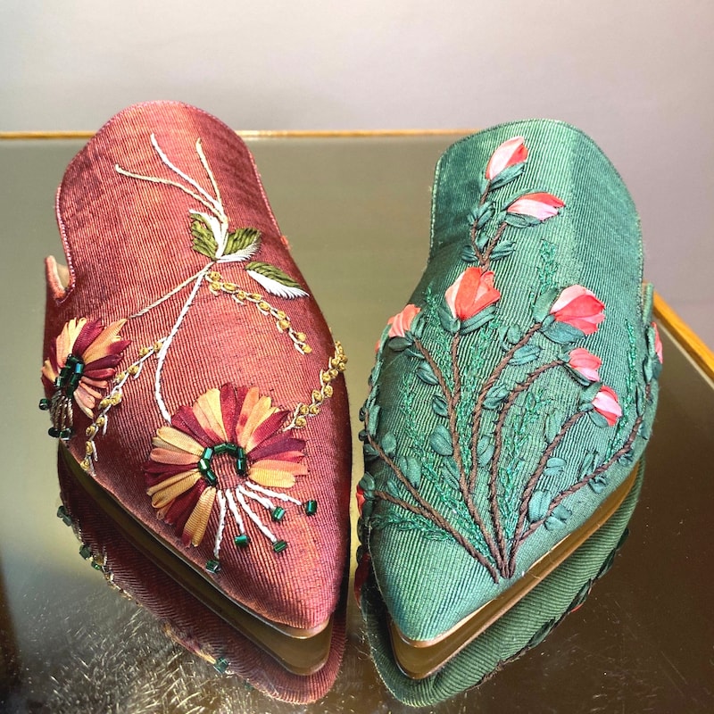 Embroidered Slippers - Etsy