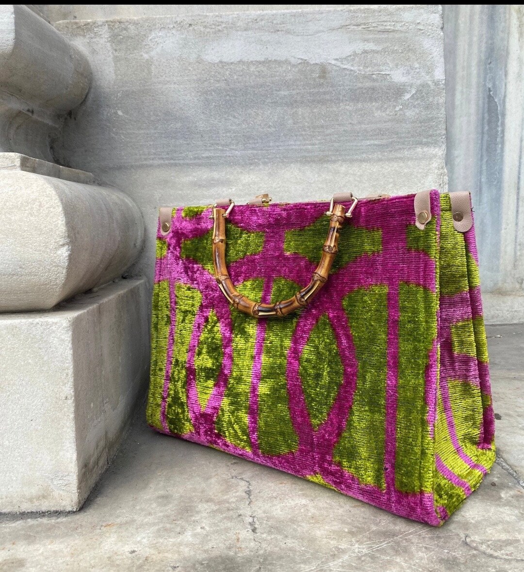 Ikat Totebag and Shoes, Silk Velvet Set, Uzbek Bag-shoes, Handmade Silk ...