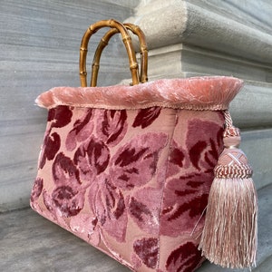 Tote Bag Velvet Pink, Large Tote Baroque Bohemian Handmade Pink ...
