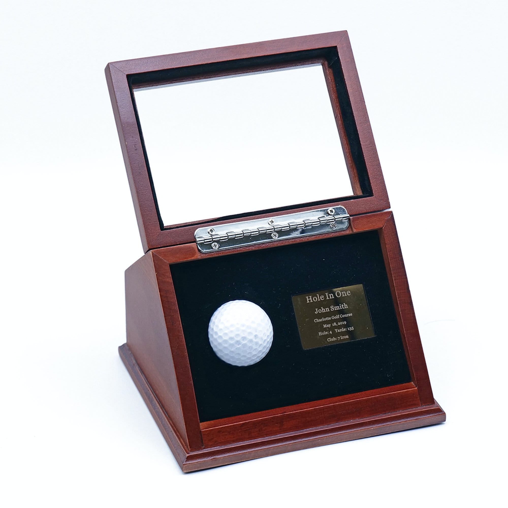 Hole in One Golf Ball Beech Wood Display Case Box Shadow Box With Glass ...