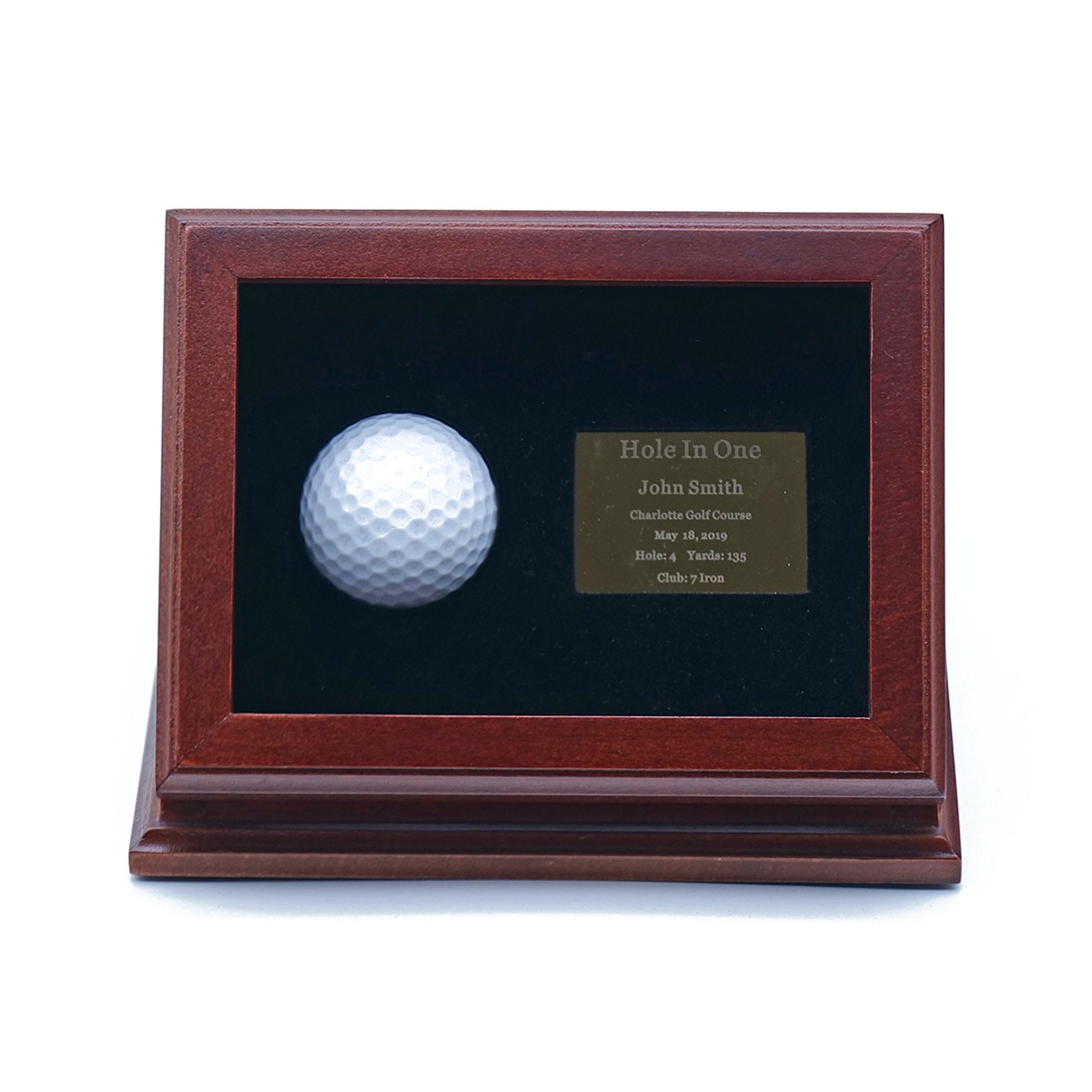 Hole in One Golf Ball Beech Wood Display Case Box Shadow Box With Glass ...