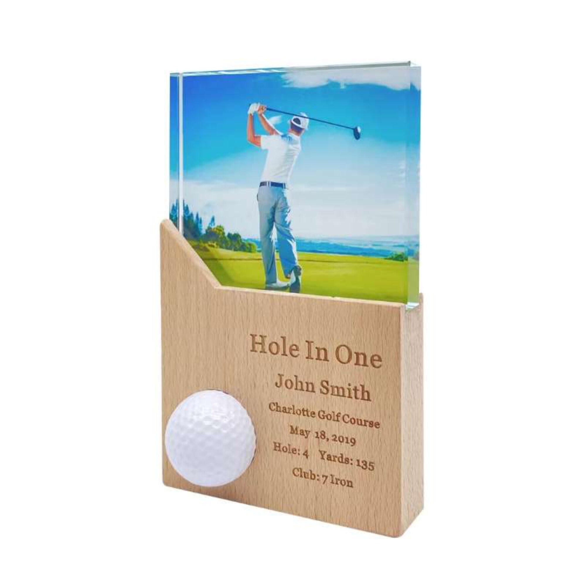 Hole in One Golf Ball Display Trophy Case Box With Free Customized ...