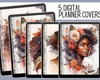 Black Girl Digital Planner Covers, Journal Cover, Notebook Covers ...