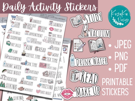 PRINTABLE Daily Activity Stickers Printable Daily Stickers - Etsy