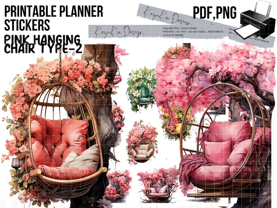 PRINTABLE Pink Hanging Chair Stickers-t2, Pink Chair Sticker Sheets ...
