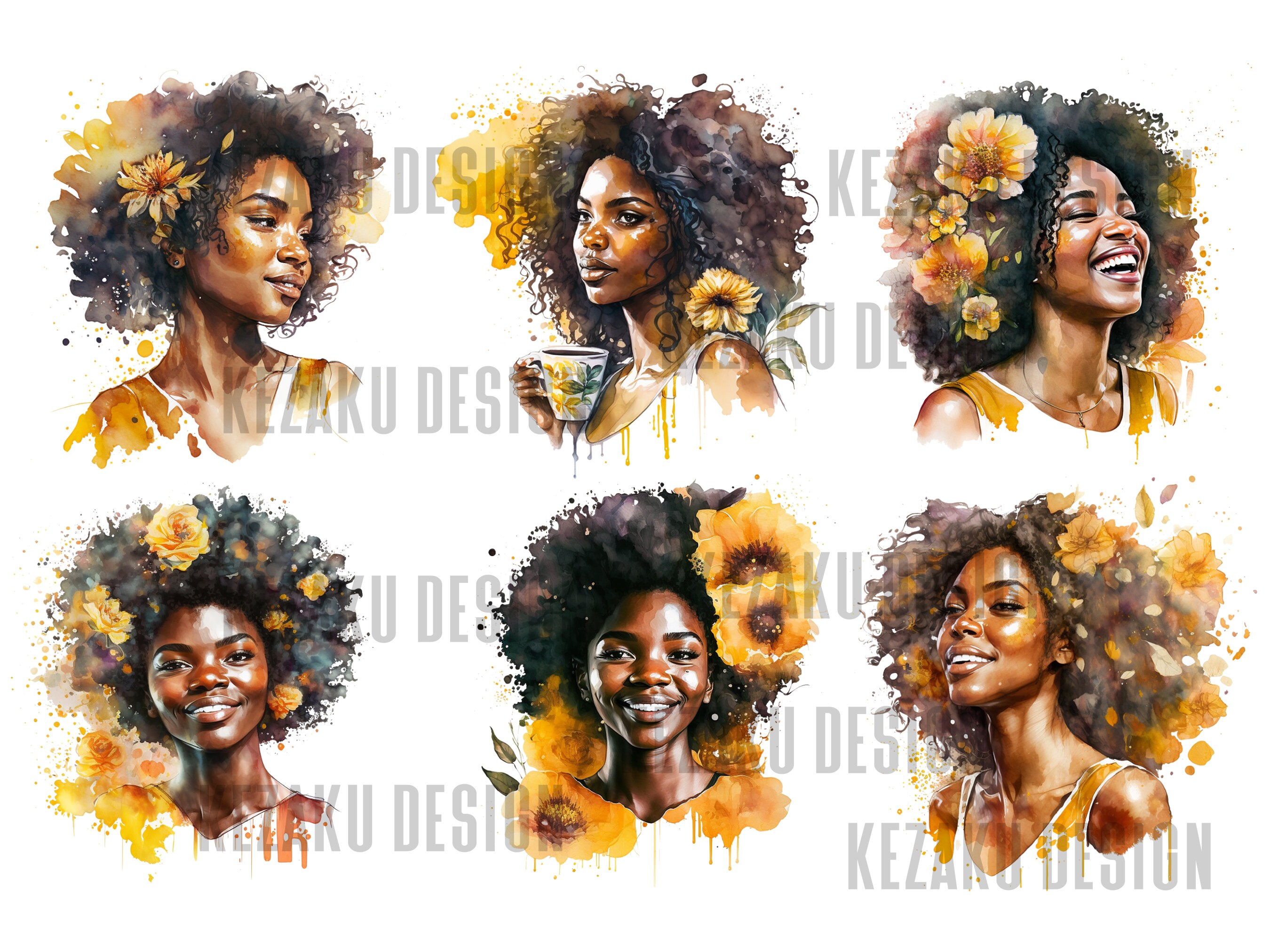 Black Girl With Sunflower Clipart American African Clipart - Etsy