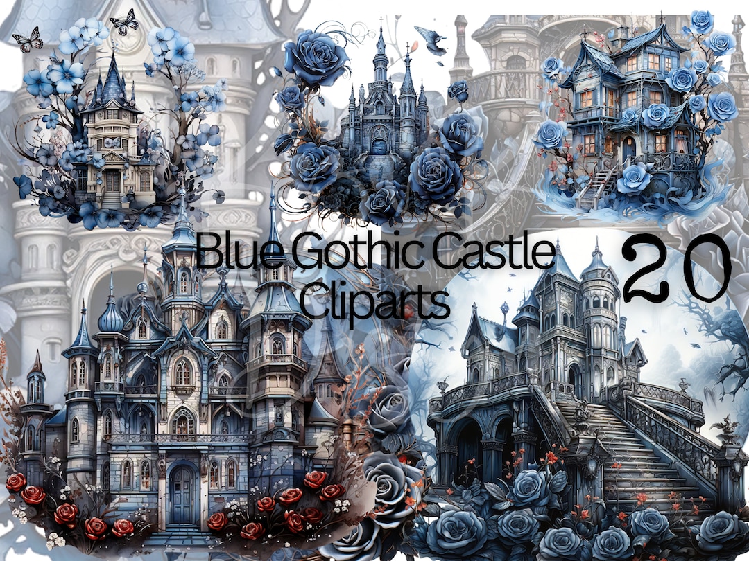 Blue Gothic Castle Cliparts, PNG Blue Gothic Castle , Blue Flower ...