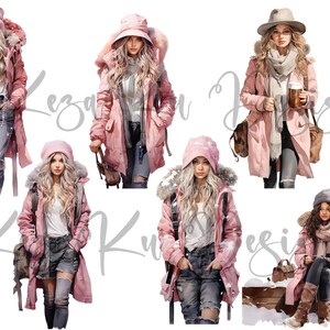Pink Winter Girls Cliparts - Type 4, Light Skin Winter Girl Cliparts ...