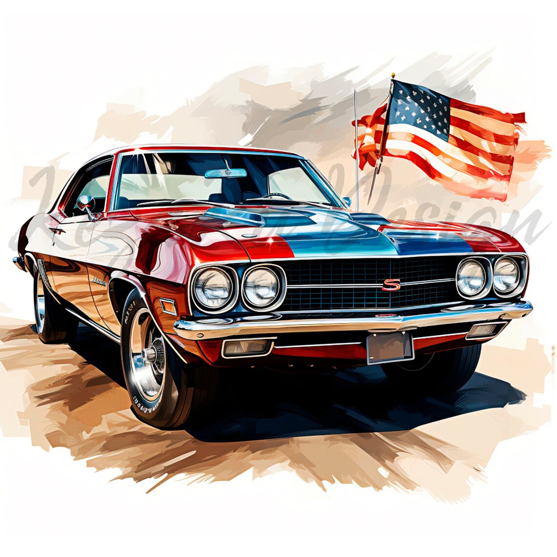 American Muscle Car Clipart 11 High-quality Jpgs, American Flag ...