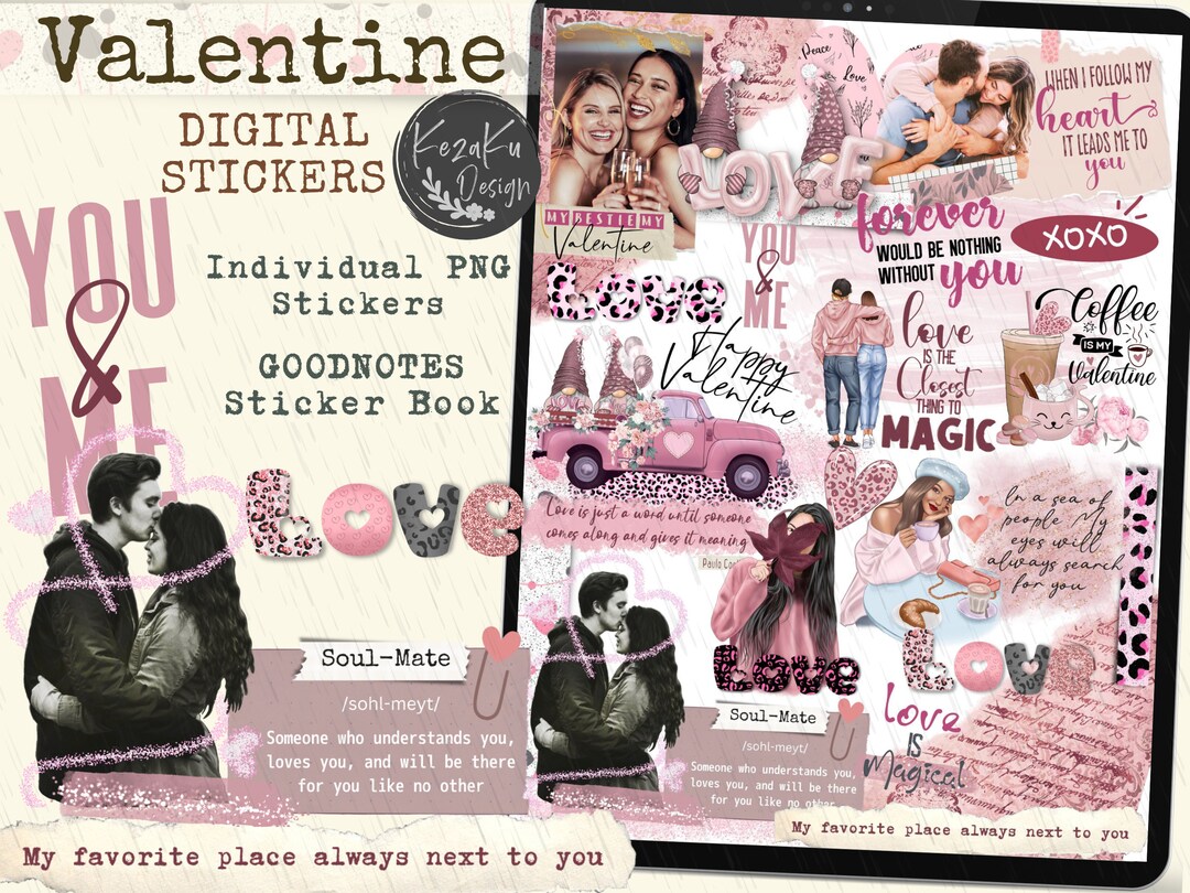 Valentine Girl Digital Stickers, Pink Digital Stickers, Valentine Girl ...
