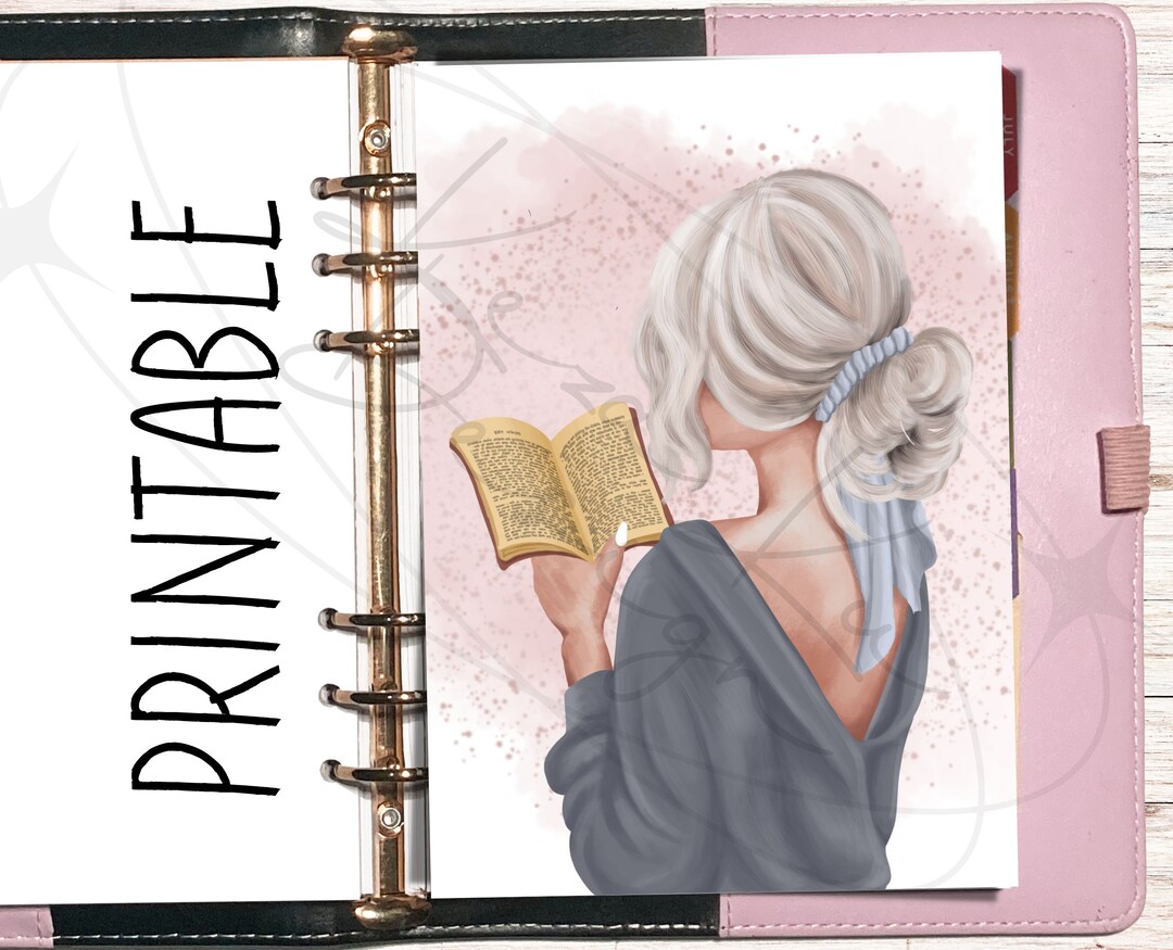 Reading Girl Planner Dashboard, Printable Planner Dashboard, Book ...