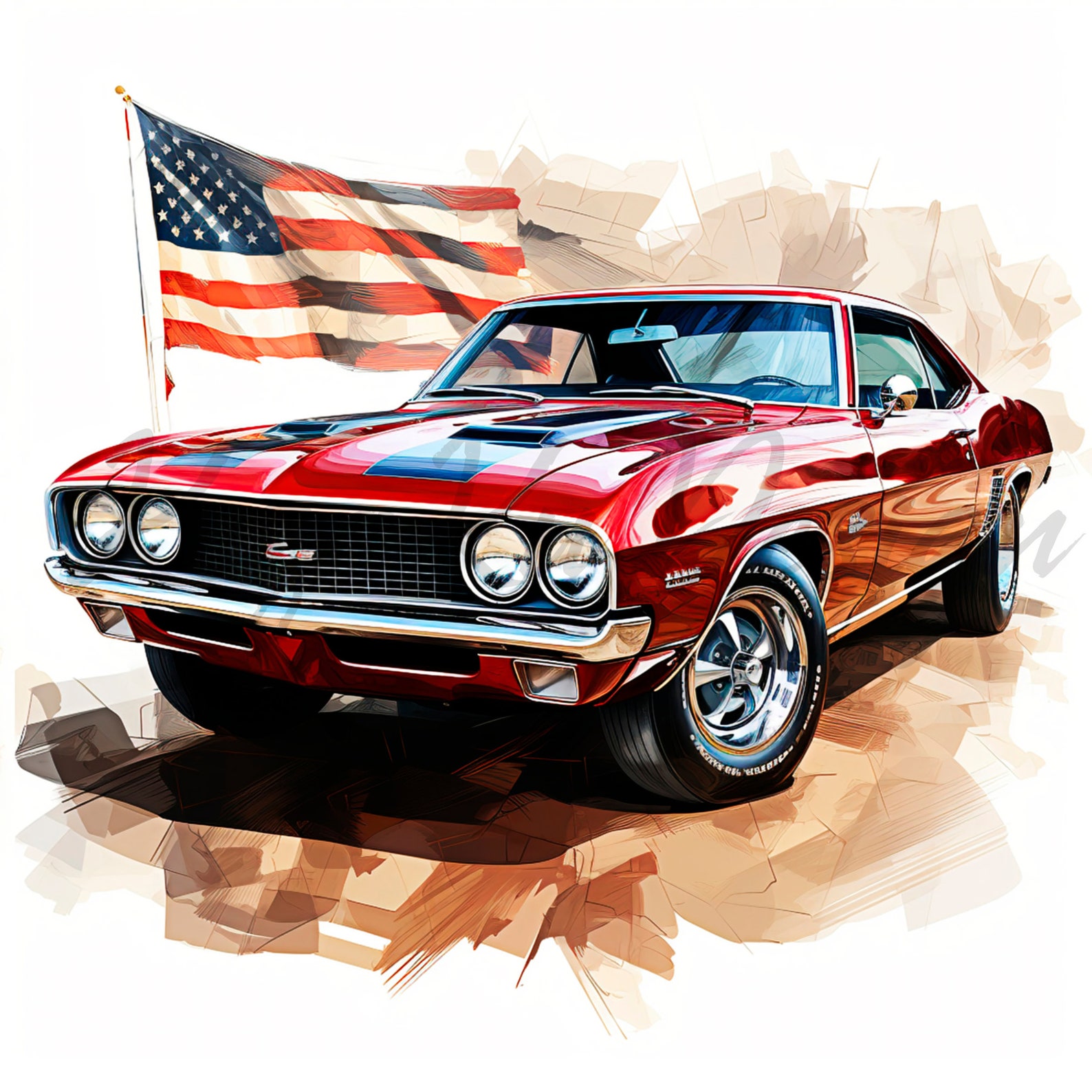 American Muscle Car Clipart 11 High-quality Jpgs, American Flag ...
