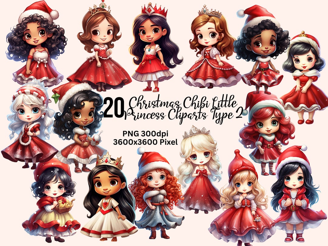 Christmas Chibi Little Princess PNG Cliparts Type 2, Christmas Chibi ...