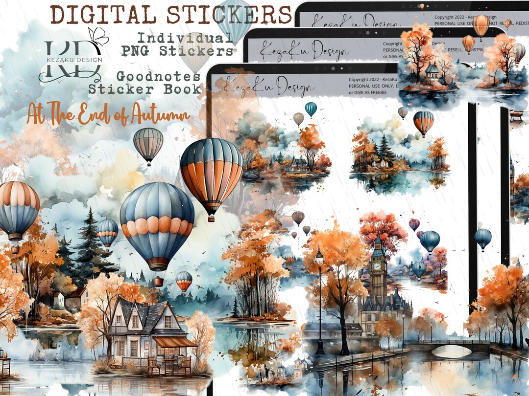 Autumn Landscape Digital Stickers, Autumn PNG, Autumn Goodnotes ...