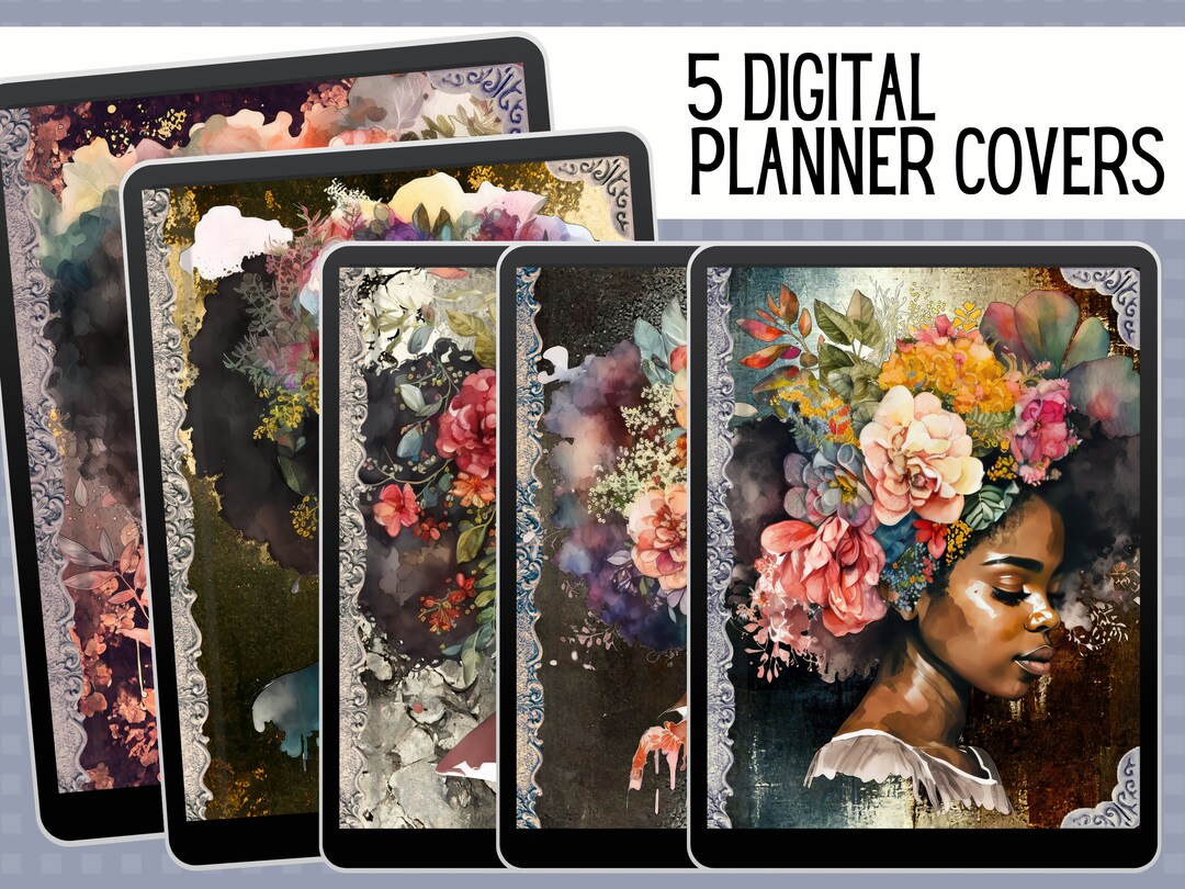 Black Girl Digital Planner Covers, Goodnotes Covers, PRINTABLE Notebook ...