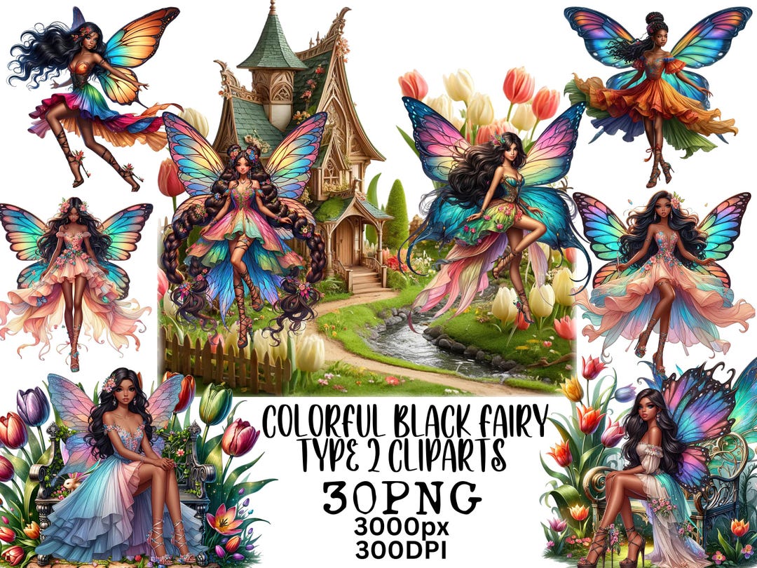Colorful Black Fairy-t2 Cliparts, Beautiful Colorful Black Fairy ...