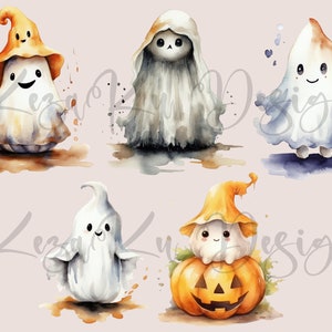 Watercolor Halloween Clipart, Cute Halloween Clipart, Halloween PNG ...