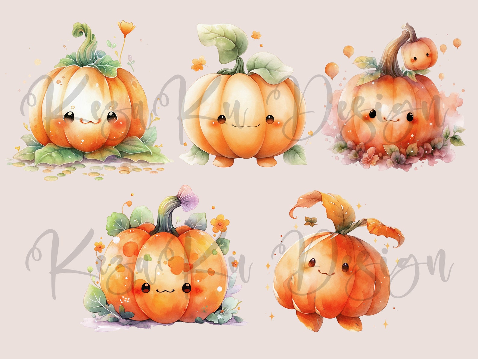 Watercolor Halloween Clipart, Cute Halloween Clipart, Halloween PNG ...
