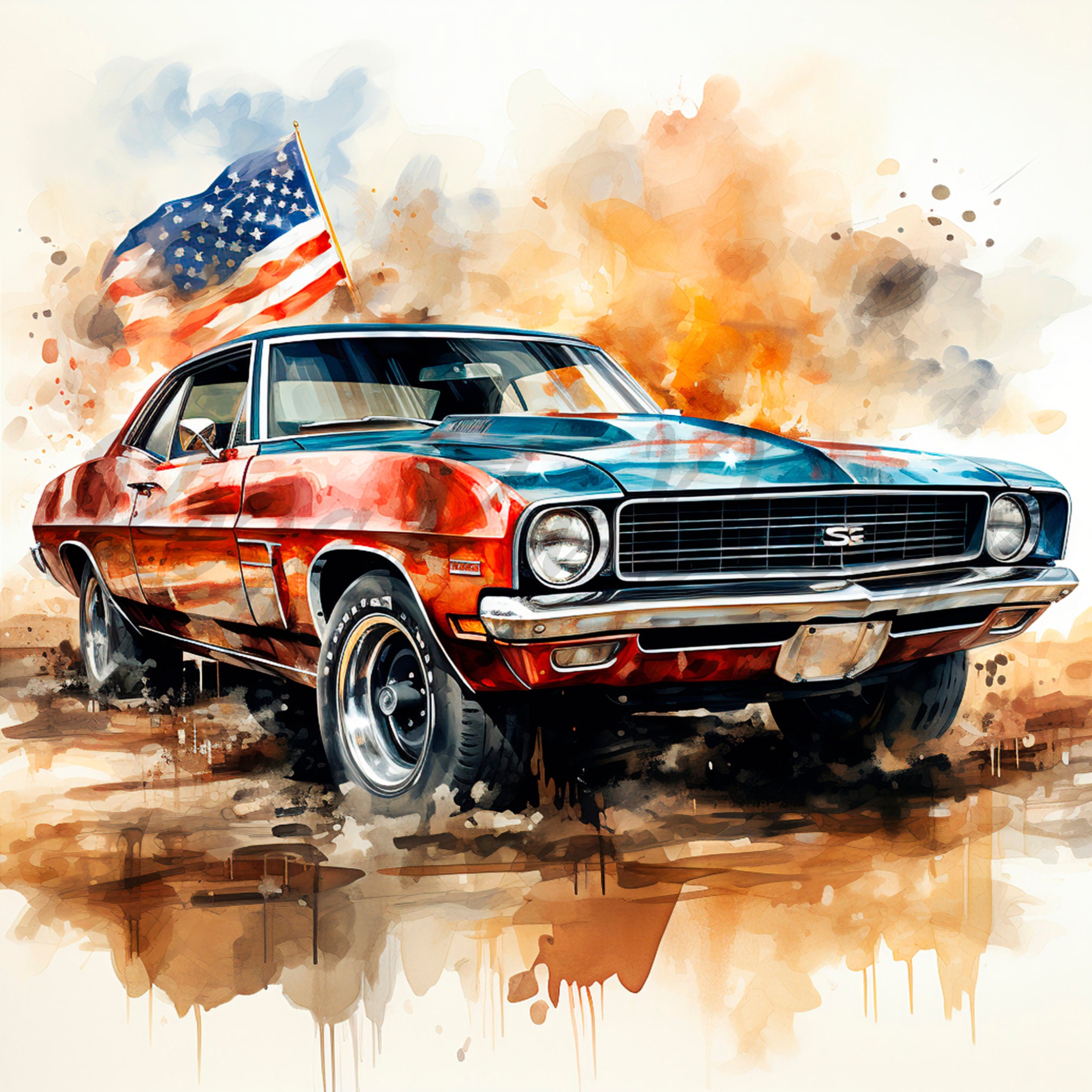 American Muscle Car Clipart 11 High-quality Jpgs, American Flag ...