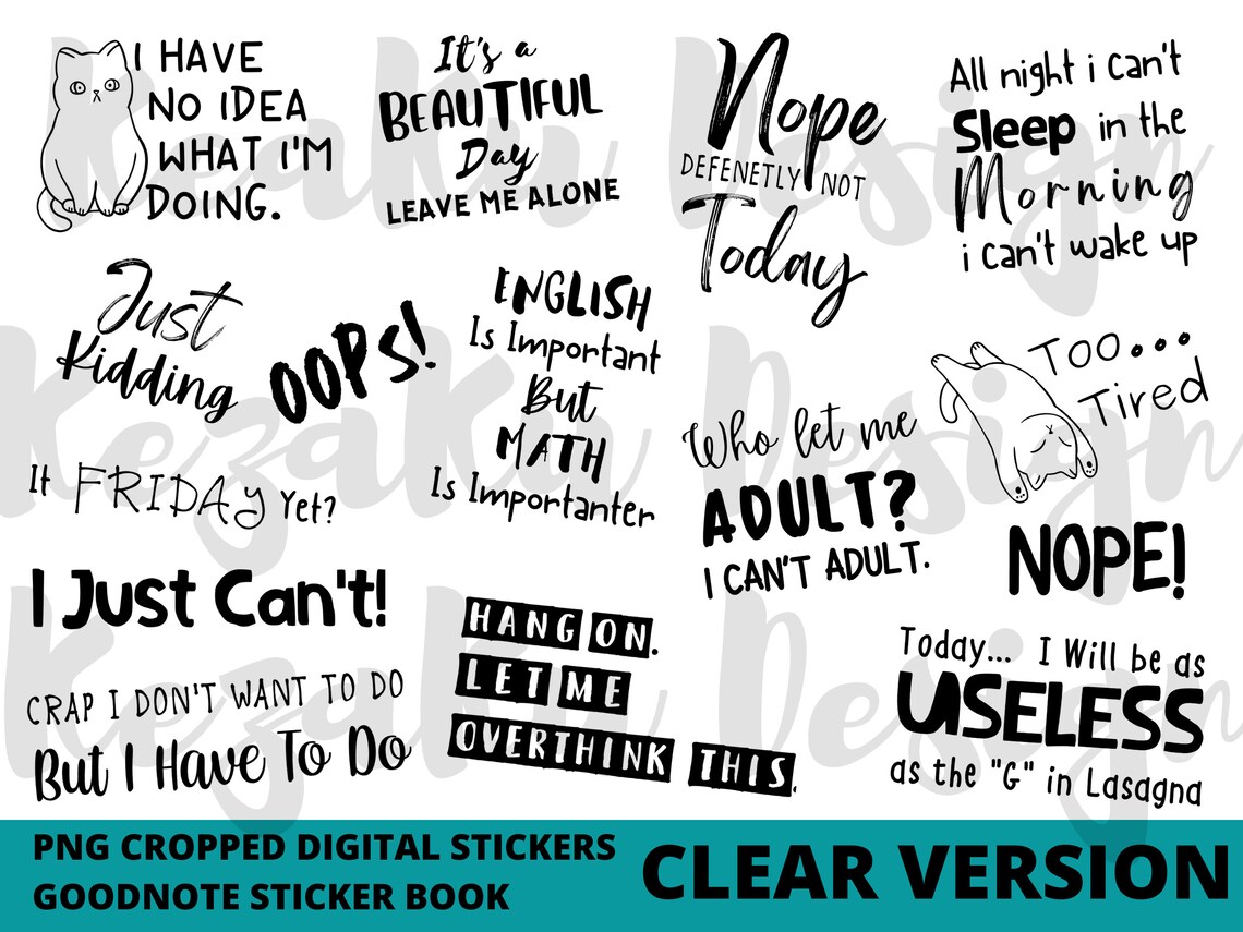 DIGITAL Funny Quotes Stickers Funny Quotes Digital Planner | Etsy