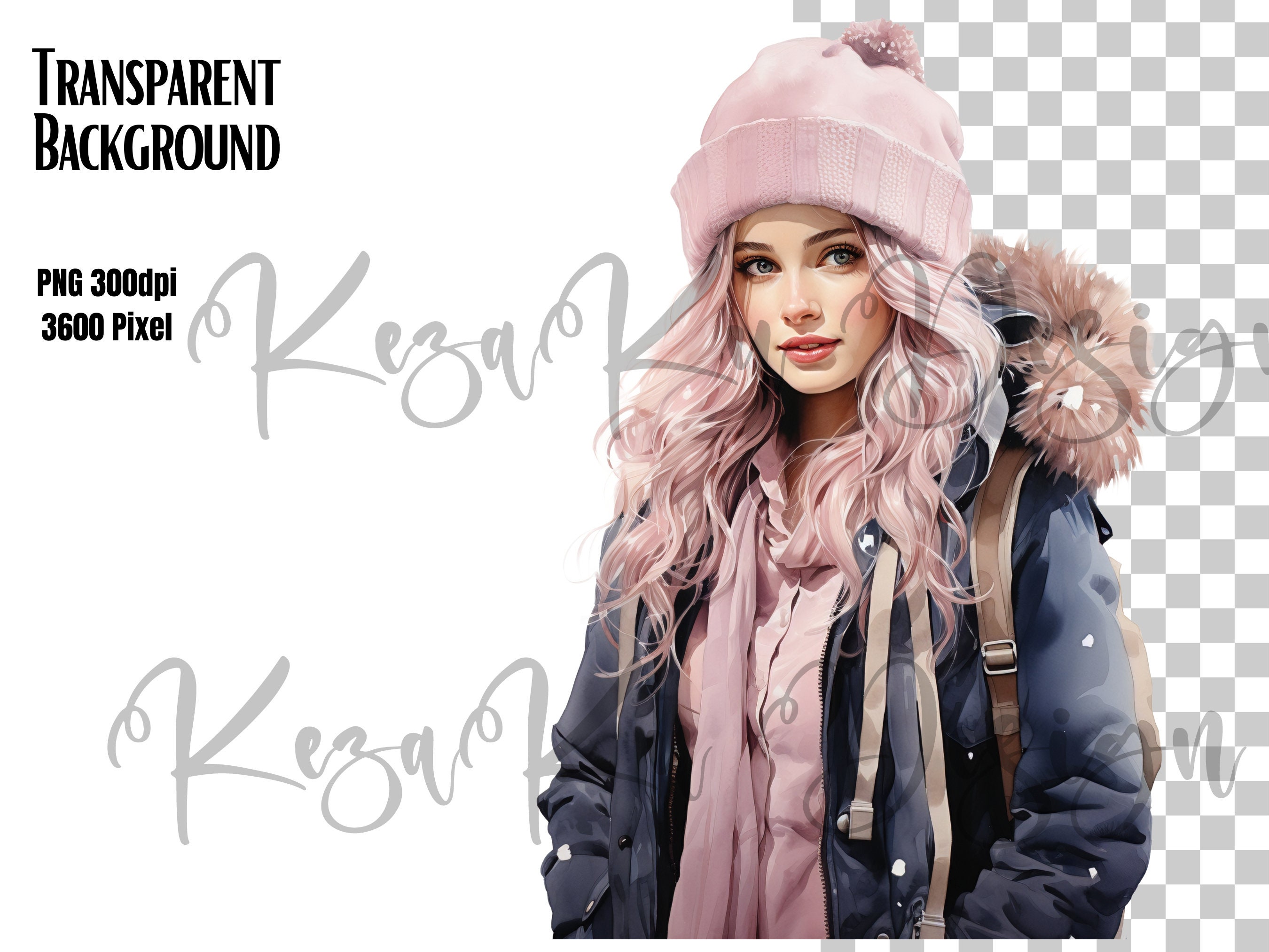 Pink Winter Girls Cliparts - Type 4, Light Skin Winter Girl Cliparts ...