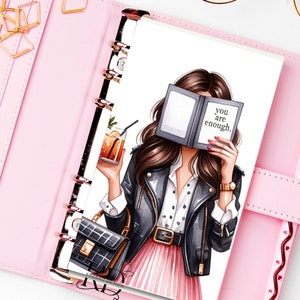 Reading Book Girl Planner Dashboard, PDF Printable Dashboards, Reading ...