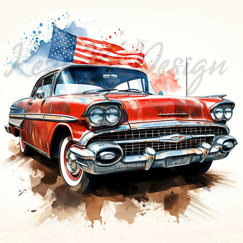 American Muscle Car Clipart 11 High-quality Jpgs, American Flag ...